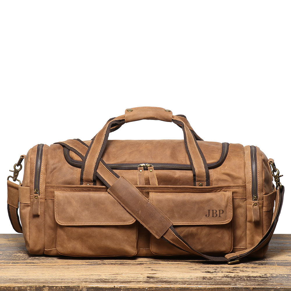 Personalized Leather Weekender Bag, Retro Style Duffel Bag, Custom Gif ...