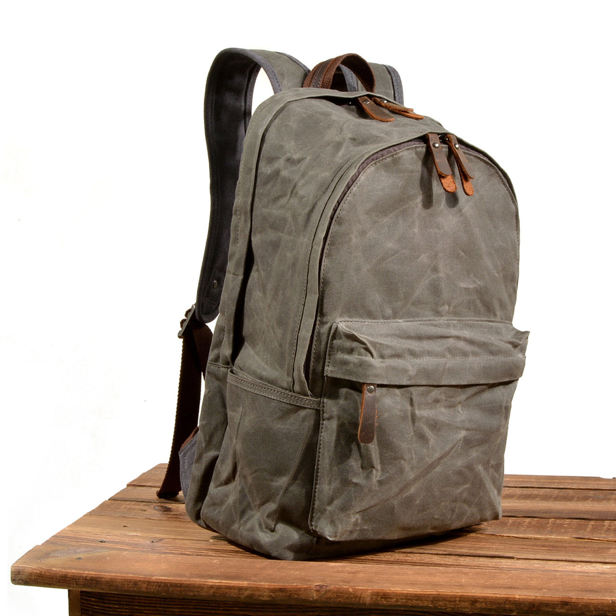Waxed Canvas Travel Backpack, Casual Canvas Daypack, Laptop Rucksack ...
