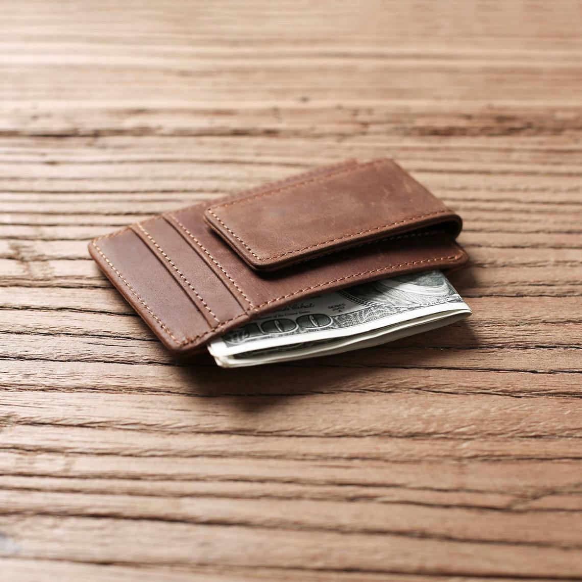Money Clip Wallet, Personalized Leather Money Clip, Mens Money Clip En ...